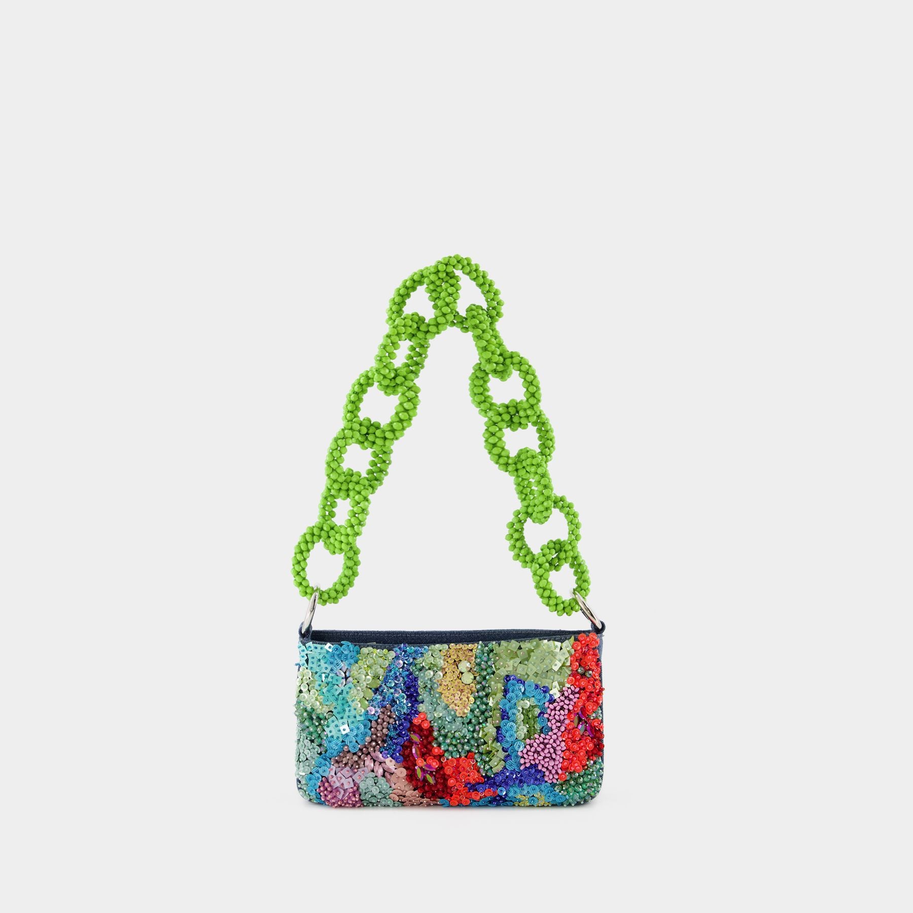 Sac Baguette Denim - Germanier - Perles - Multi