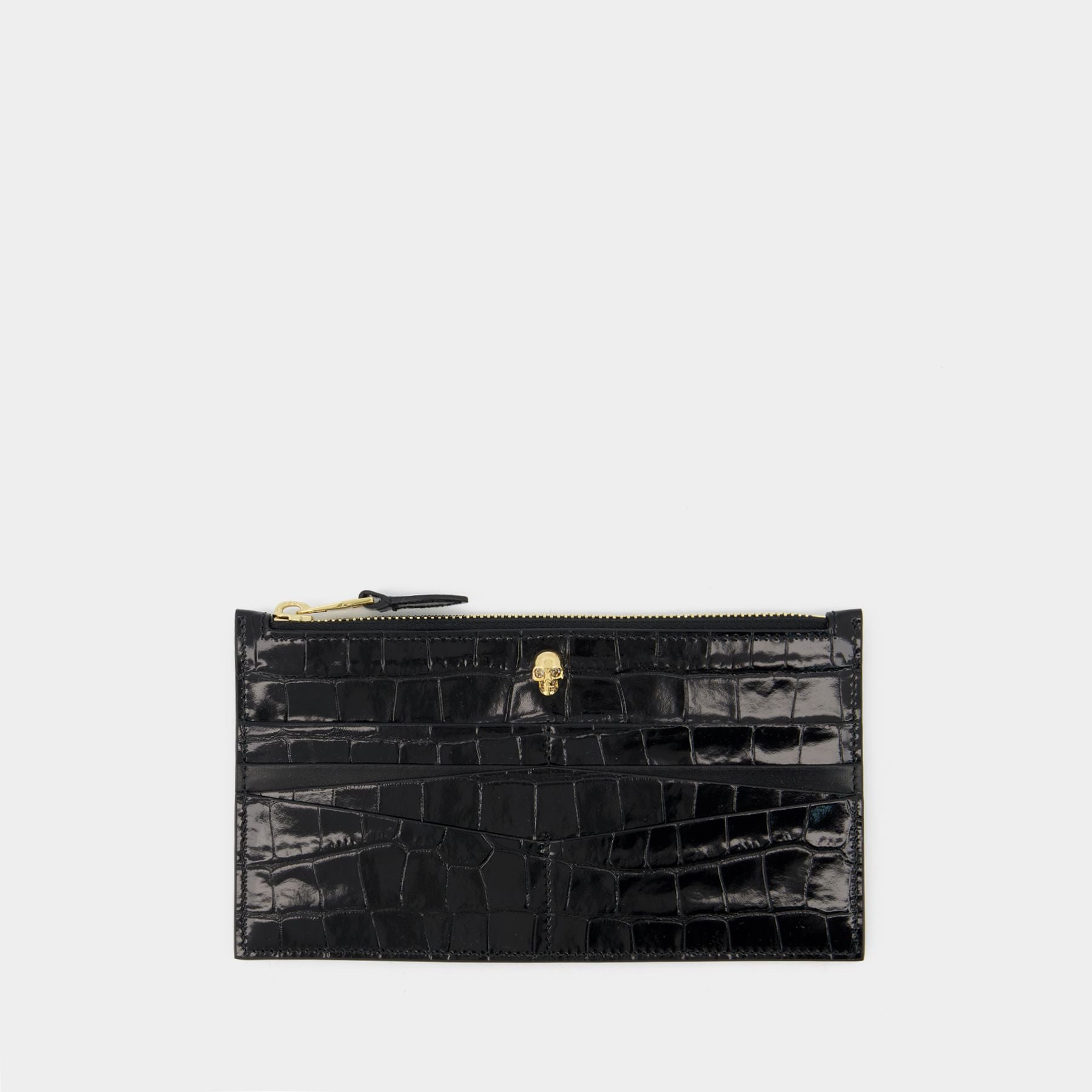Portefeuille Flat Zip W/Cc - Alexander Mcqueen - Cuir - Noir