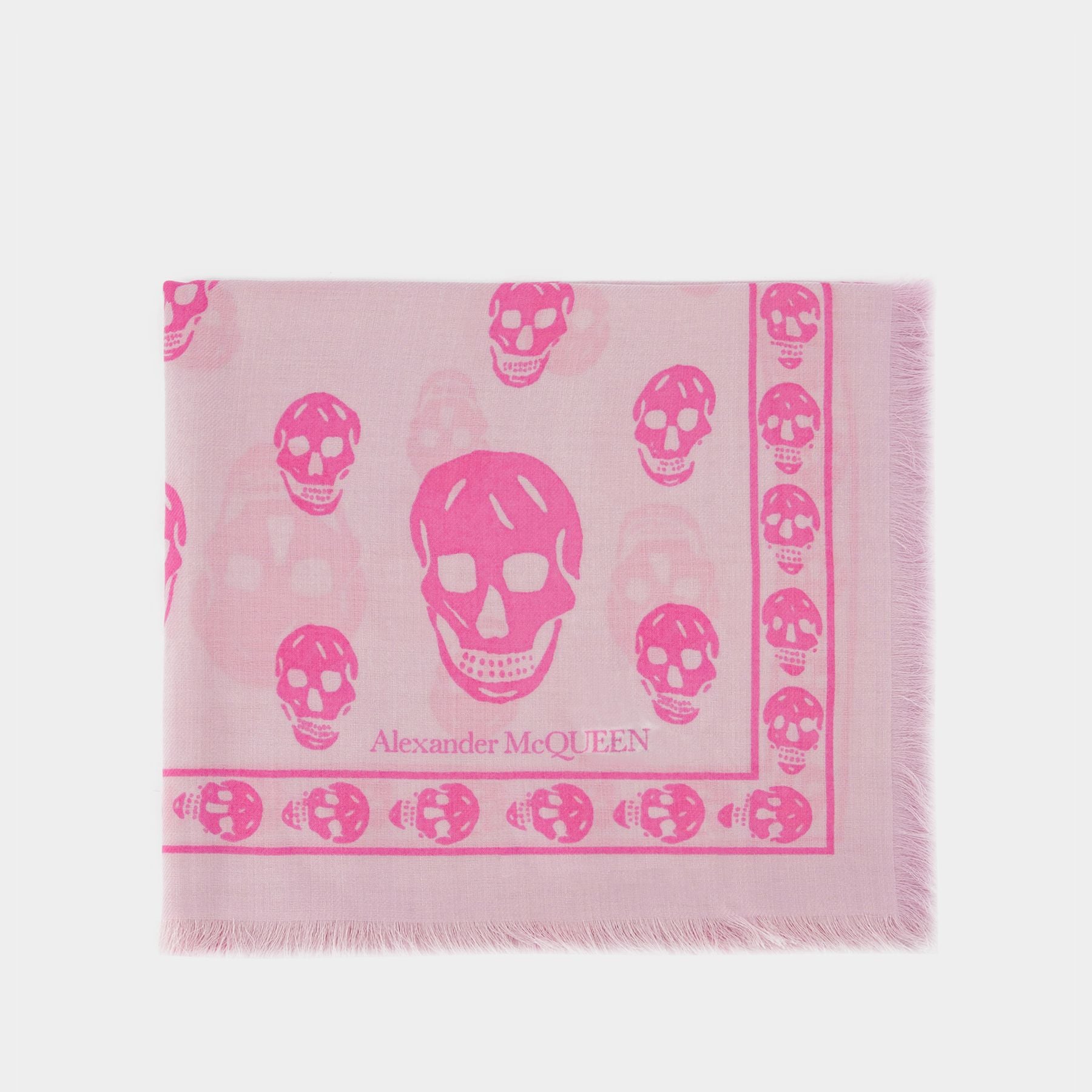 Écharpe Ca Skull 104X120 - Alexander Mcqueen - Laine - Rose