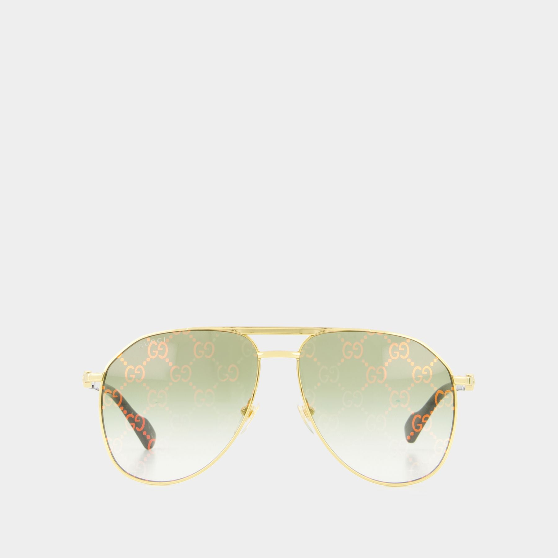 Lunettes De Soleil - Gucci - Doré/Vert